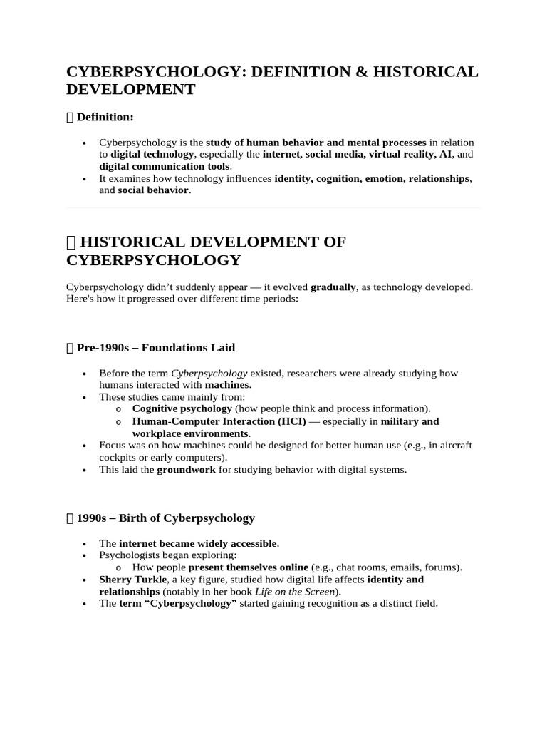 Cyberpsychology Module 1 | PDF | Psychology | Behavioural Sciences