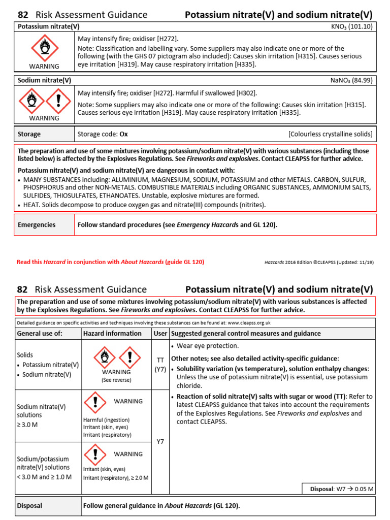 HC082 Potassium Nitrate V and Sodium Nitrate V | PDF | Nitrate | Potassium