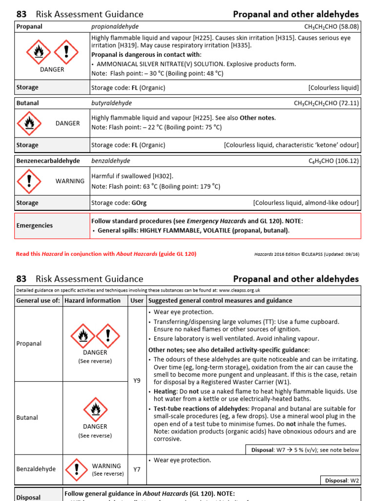 HC083 Propanal and Other Aldehydes | PDF | Chemistry