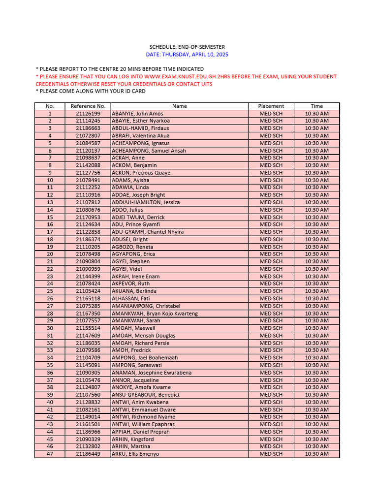 09 - 1. Math 161 c1 - Schedule End of Semester - 2025 | PDF