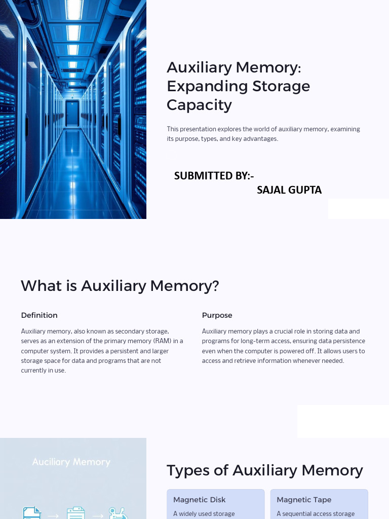 Auxiliary Memory Expanding Storage Capacity | PDF | Computer Data Storage | Hard Disk Drive