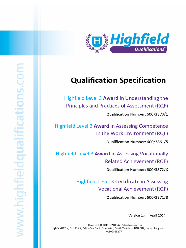 (02052024 1443) Qual Specification - l3 Assessor v1.4 April 2024 | PDF ...