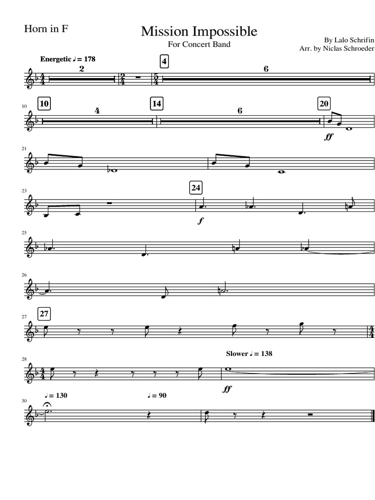 Mission Impossible For Concert Band B Trumpet | PDF