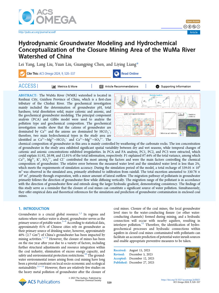 Yang Et Al 2023 Hydrodynamic Groundwater Modeling and Hydrochemical ...