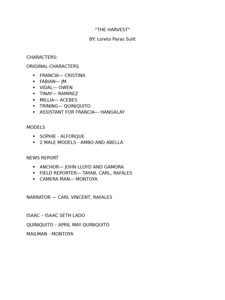 The Harvest Script Complete Ver (1) | PDF