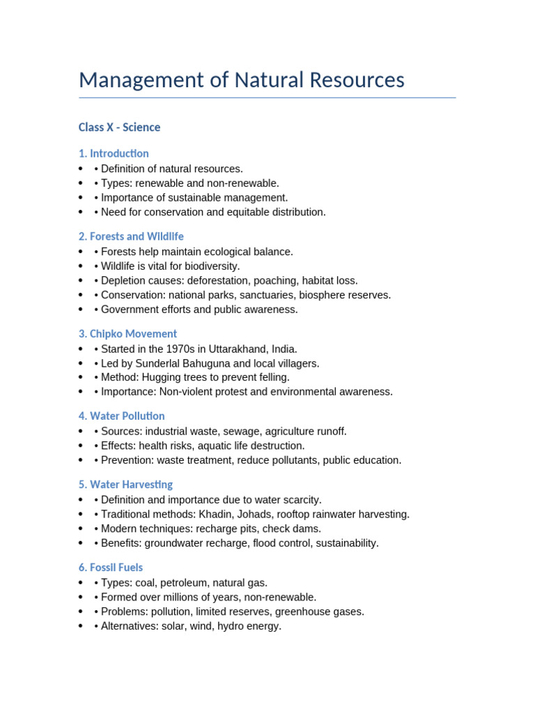 Management of Natural Resources | PDF
