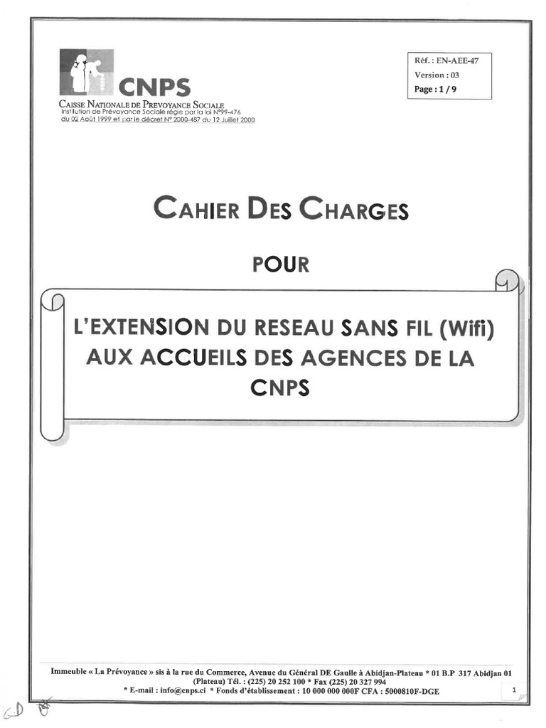 Cdc Extension Du Reseau Sans Fil (Wifi) Aux Acceuils Des Agences de La Cnps | PDF