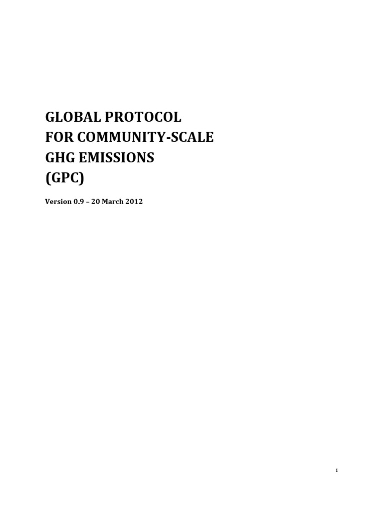 Global Protocol For Community-Scale GHG Emissions (GPC) : Version 0.9 ...