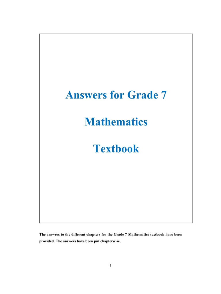 Answers For Grade 7 Mathematics Book Pages 1-50 - Flip PDF Download ...