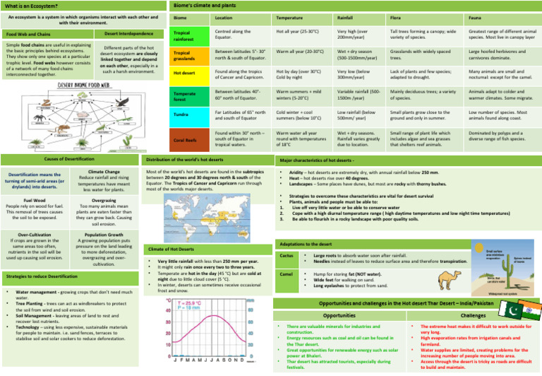 Geography Knowledge Organiser BIOGEOGRAPHY Y8 | PDF | Desert | Tropics