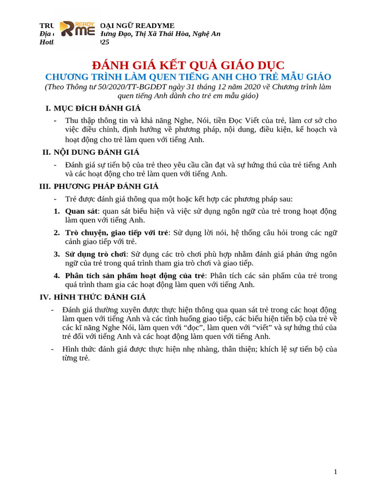 Mẫu Đánh Giá LQTA Theo Tháng 11 | PDF