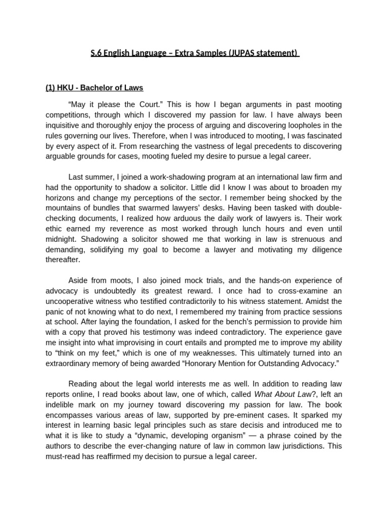 S6 Personal Statement Extra Samples | PDF | Science | Medicine