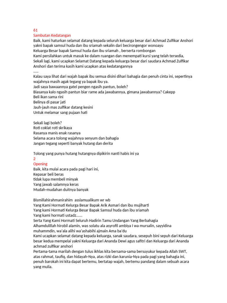 Naskah MC Tunangan | PDF