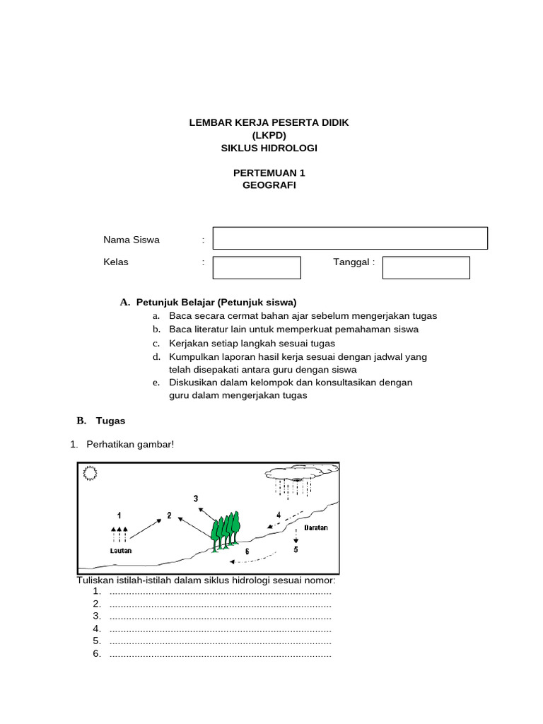 LKPD 1 (Siklus Hidrologi) ) | PDF