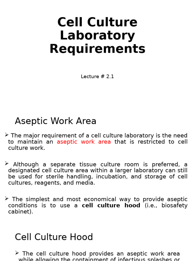 Cell Culture Lab Aseptic Requirements | PDF