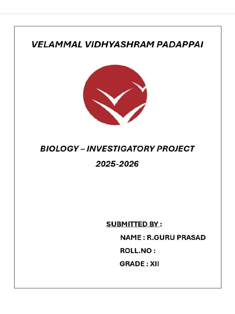 Biology Investigatory Project (Class - 12) | PDF
