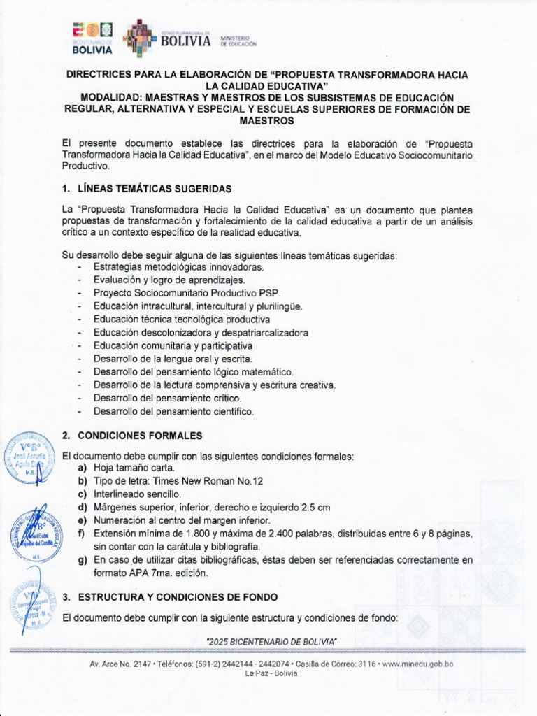 Directrices Propuesta Maestros 2025 | PDF