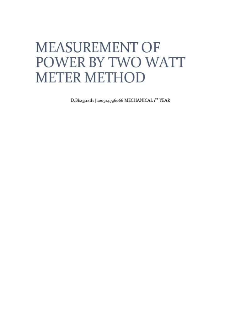 Measurement of Power by Two Watt Meter Method | PDF | Quantity ...