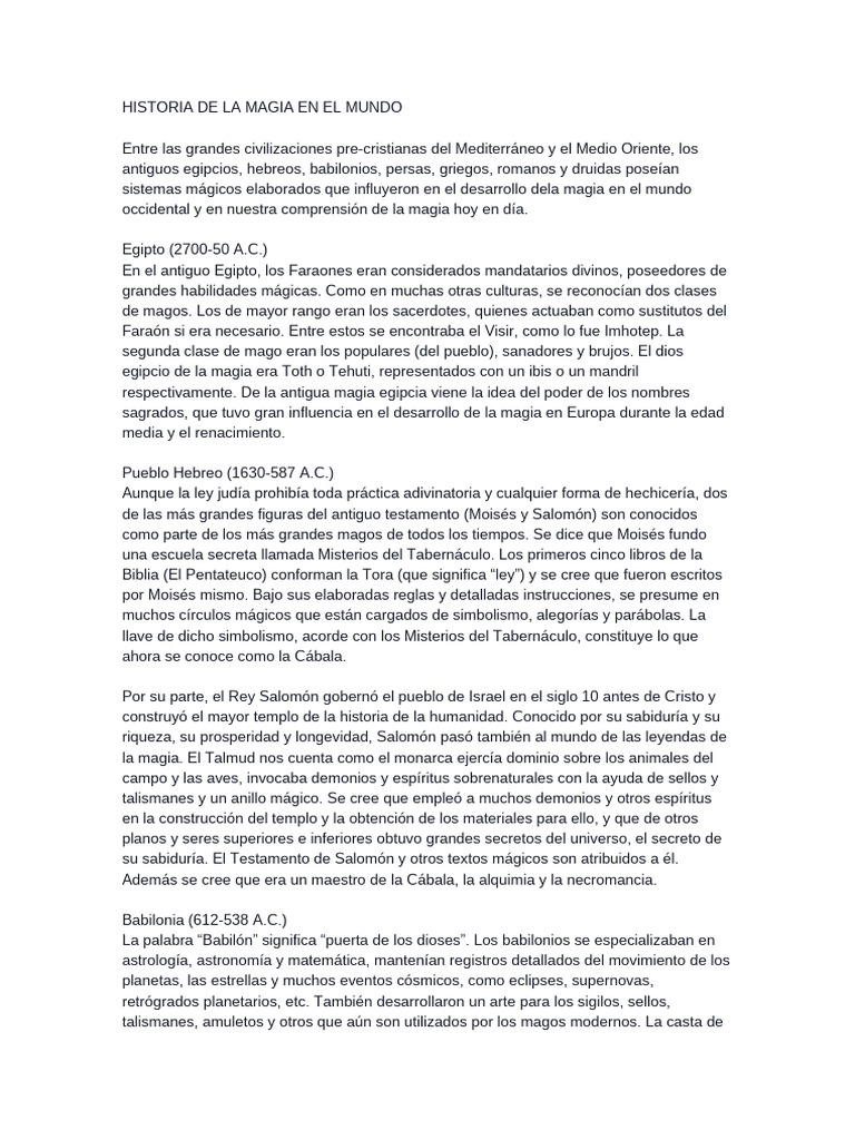 Historia de La Magia en El Mundo | PDF | Brujería | Alquimia