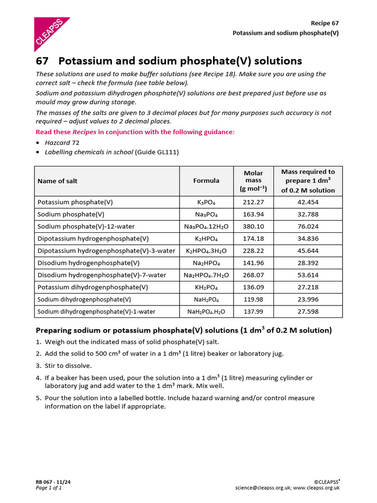 RB067 Potassium and Sodium Phosphates | PDF | Phosphate | Sodium