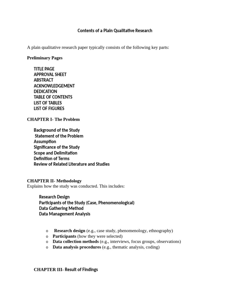 Contents of A Plain Qualitative Research | PDF