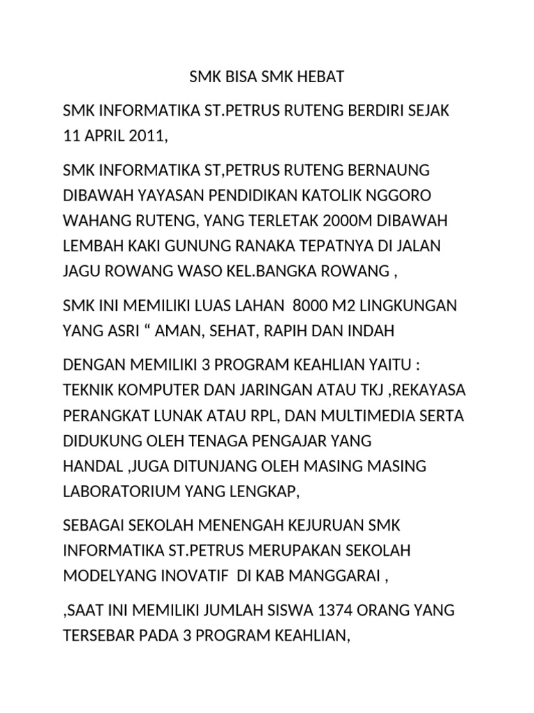 SMK Bisa SMK Hebat Komentator | PDF