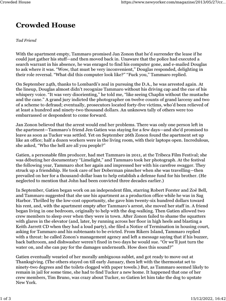 Crowded House The New Yorker | PDF | Common Law | Criminal Law