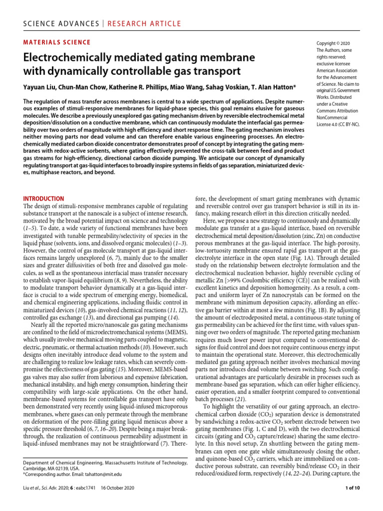 Sciadv Abc1741 | PDF | Electrochemistry | Membrane
