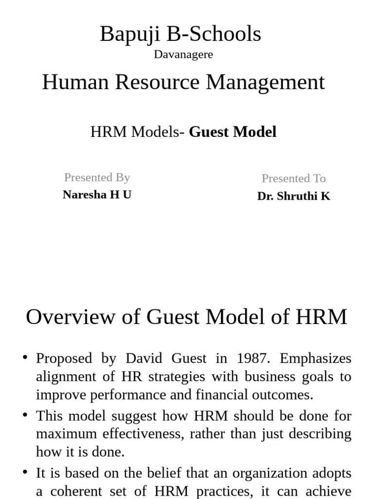 Guest Model of HRM | PDF | Human Resource Management | Goal