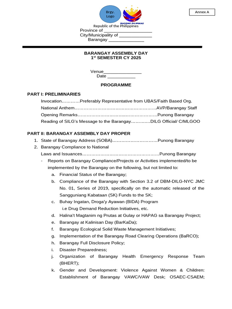 Annex A Programme Template | PDF