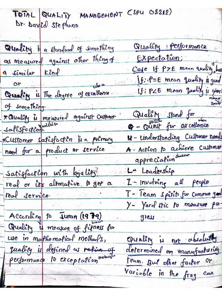 Full Notes TQM | PDF