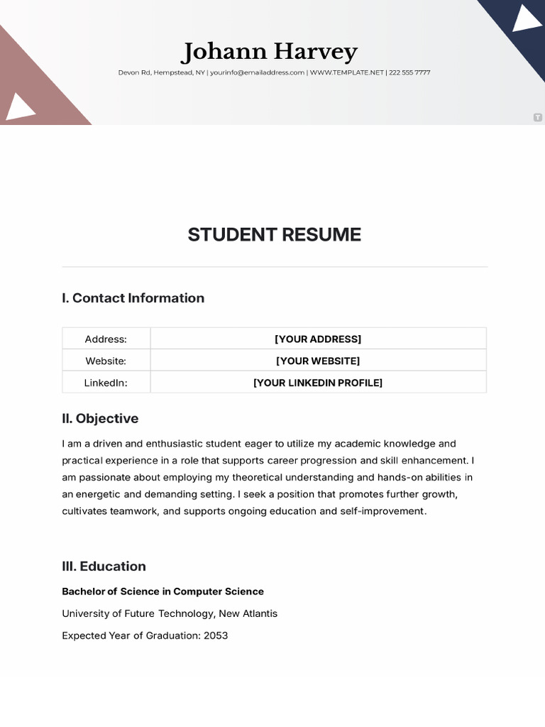 Student Resume Template | PDF