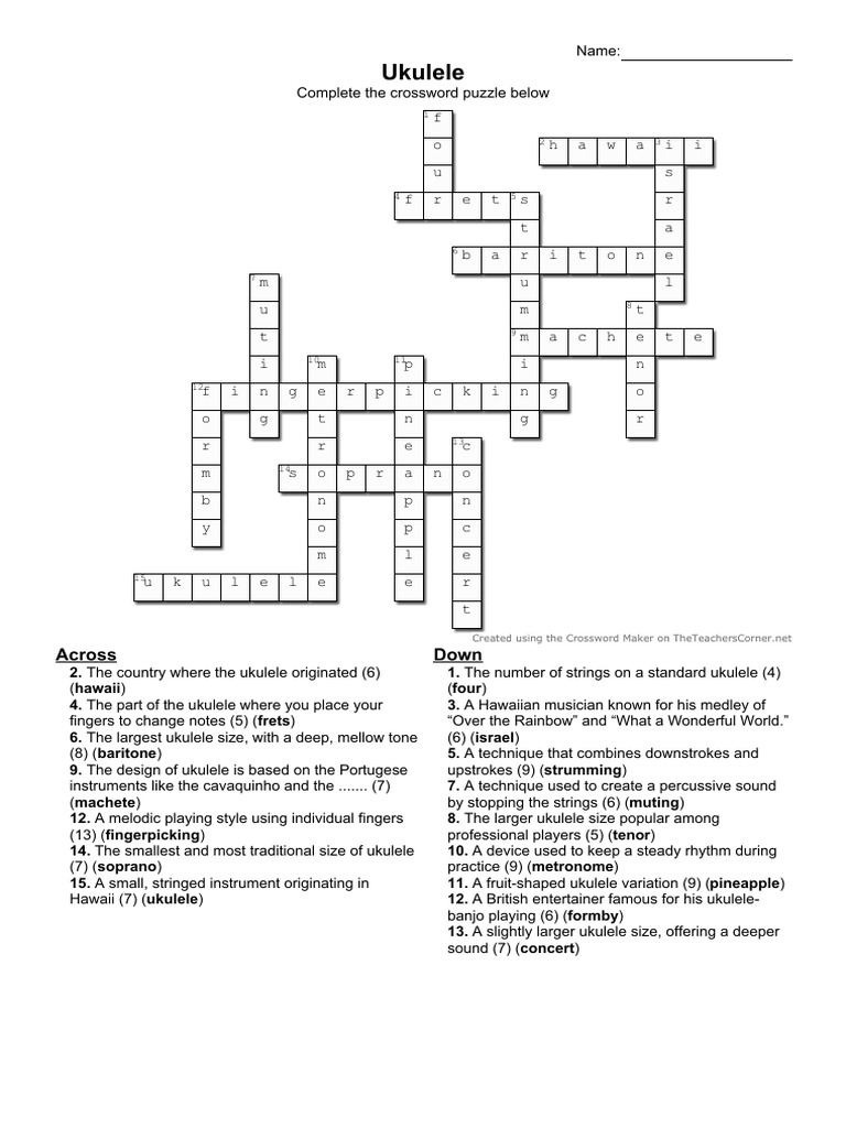 Ukulele Crossword Answers | PDF | European Musical Instruments | Guitar ...