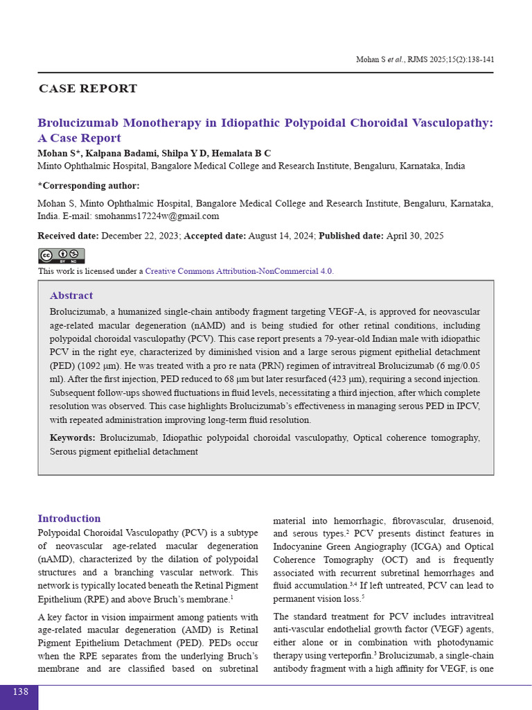 Brolucizumab Monotherapy | PDF | Ophthalmology | Medical Specialties