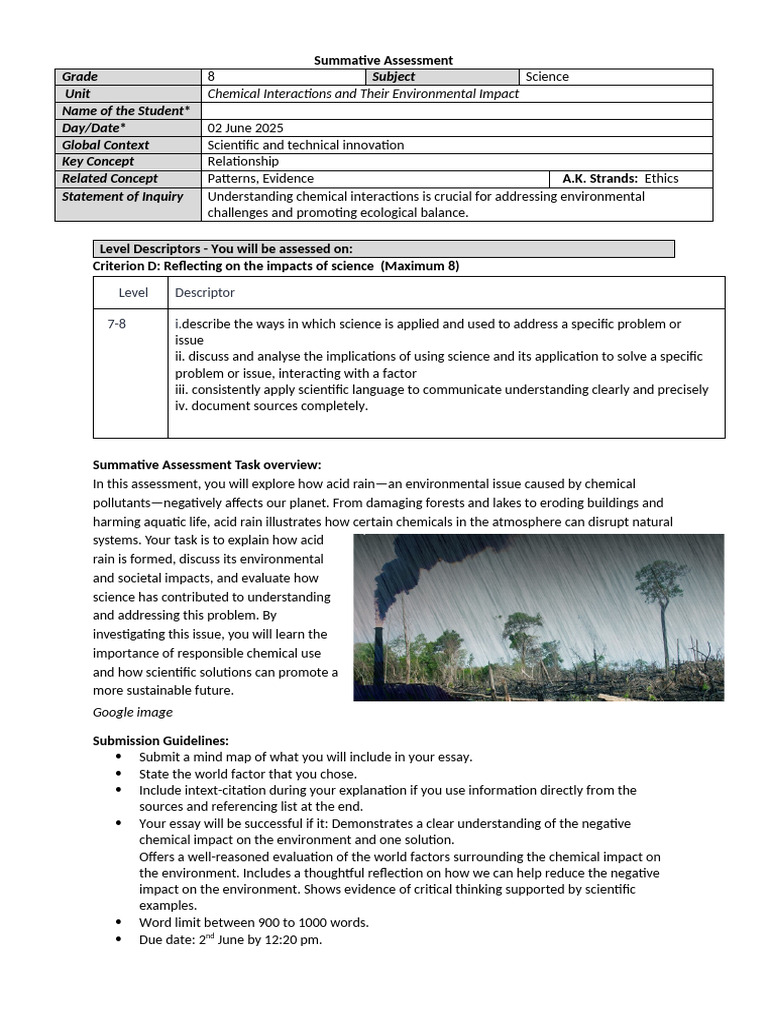 Summative Assessment Criterion D 2 | PDF | Science | Reason