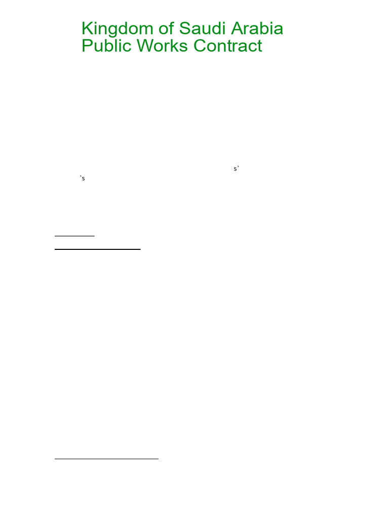 KSA Public Work Contract | PDF | Employment | Legal Liability