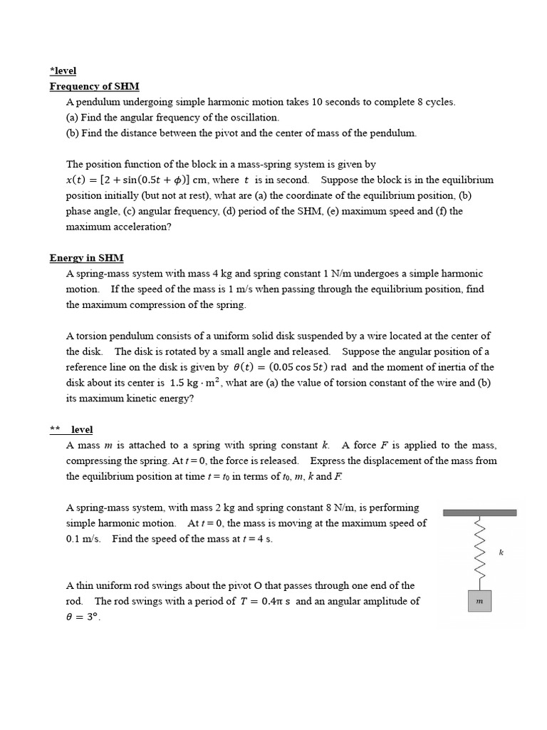 Ch10 Tutorial Questions(1) | PDF | Oscillation | Applied And Interdisciplinary Physics