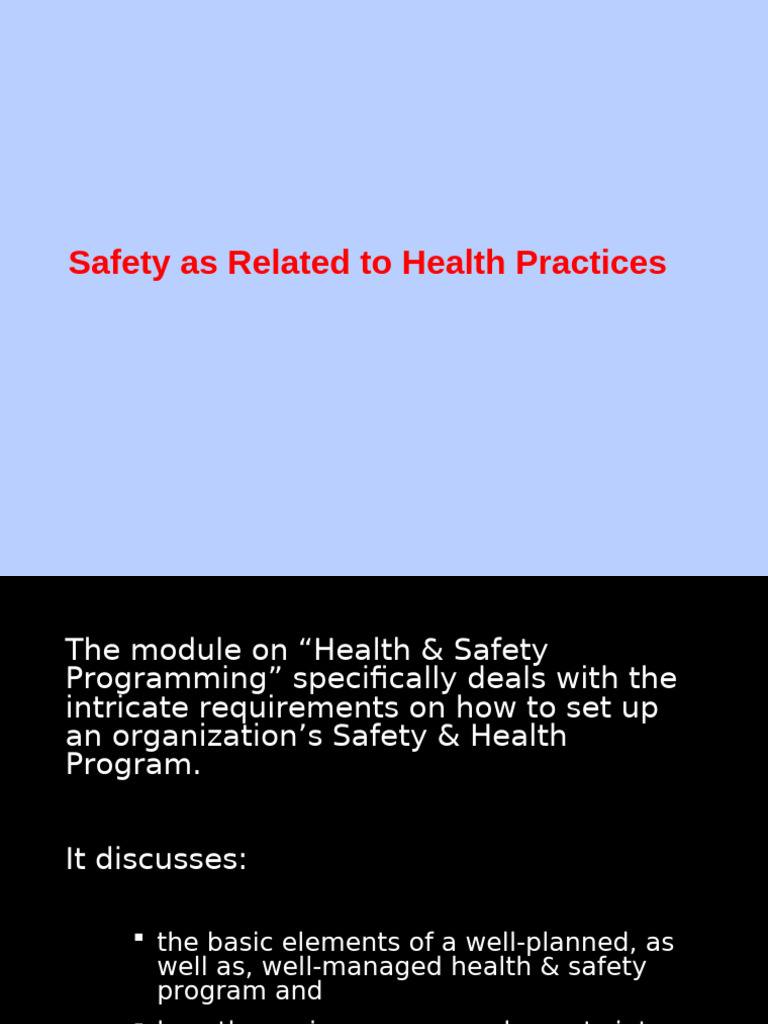 3.3 Safety As Related To Health Practices | PDF | Occupational Safety ...
