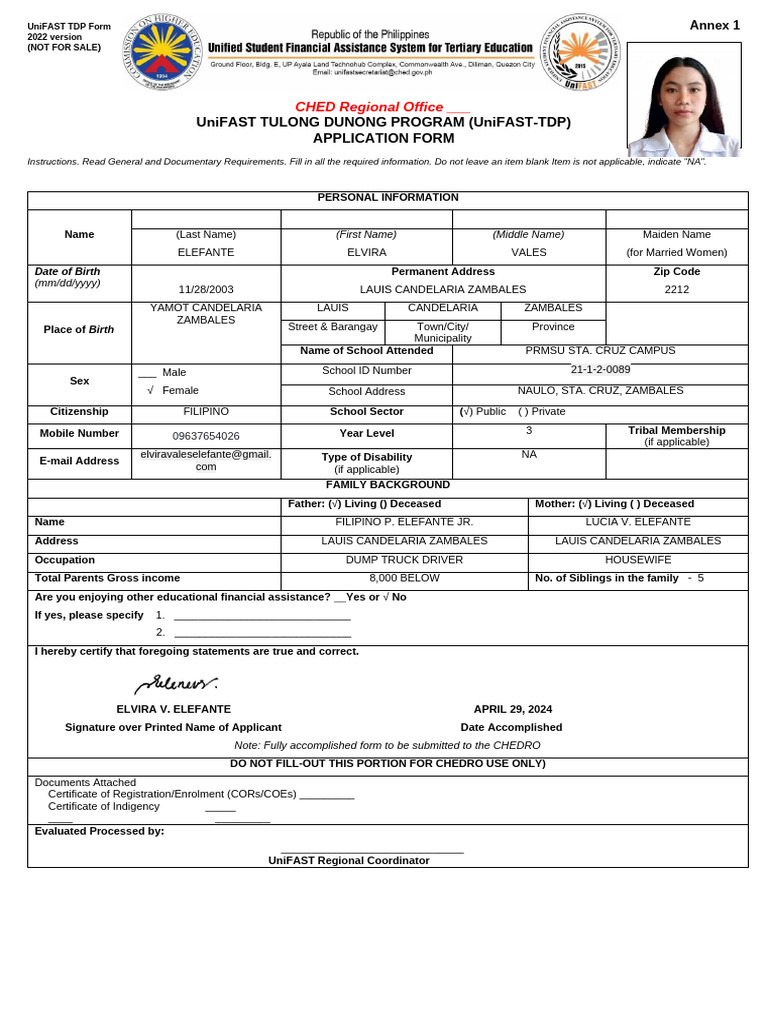 Annex 1 TDP FORM Updated | PDF