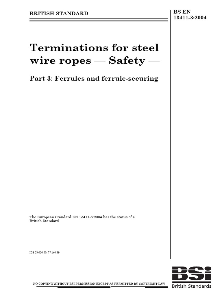 BS en 13411-3 2004 Termination For Steel Wire Ropes-Safety-Ferule | PDF ...