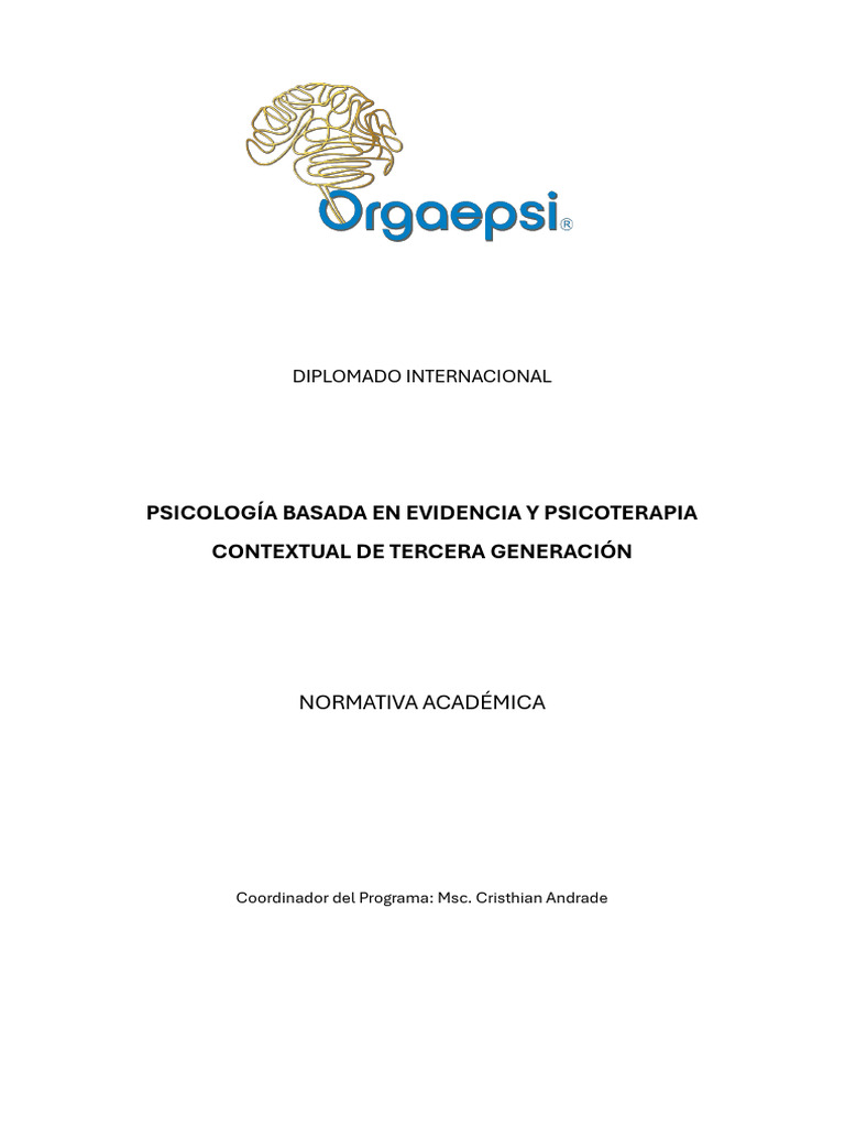 Normativas Diplomado PBE Y Terapia de Tercera Generación | PDF