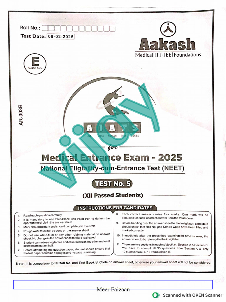 Aiats 5 Code e Viju RM Que @cet - Jee - Neet | PDF