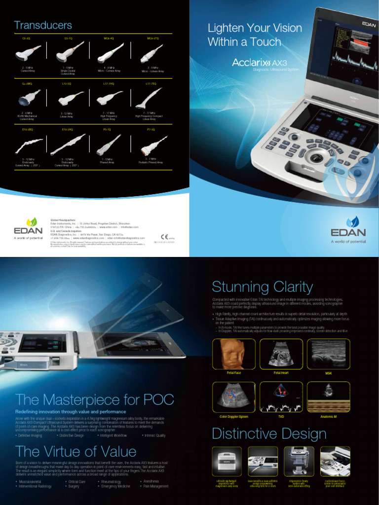 Folleto Edan Acclaris AX3 | PDF | Medical Ultrasound | Clinical Medicine