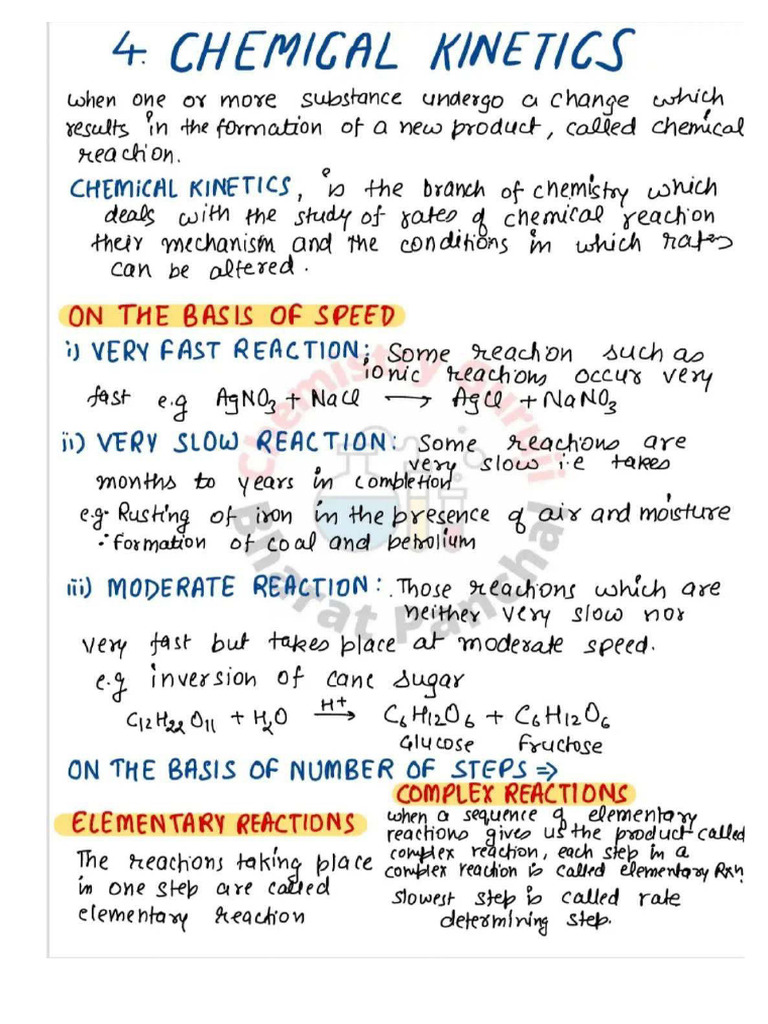CH 4 Chemical Kinetics ? | PDF