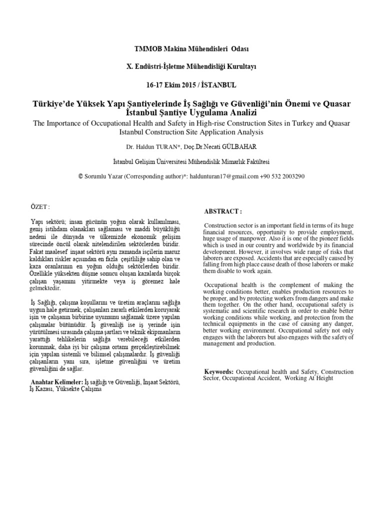 Tu Rkiyede Yu Ksek Yapi Santiyelerinde I | PDF