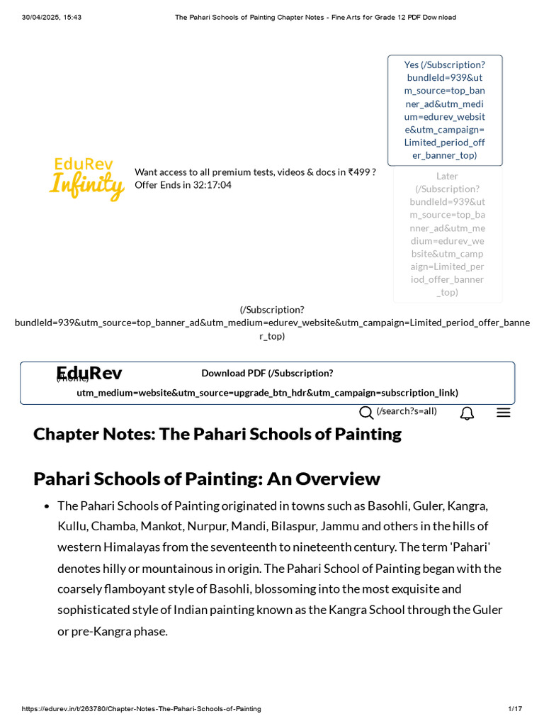 5.the Pahari Schools of Painting Chapter 5 | PDF | Paintings