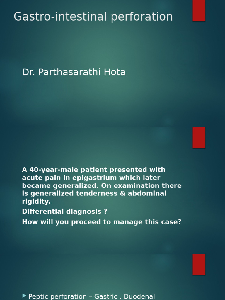 Gastrointestinal Perforation Management | PDF | Abdomen | Peritoneum