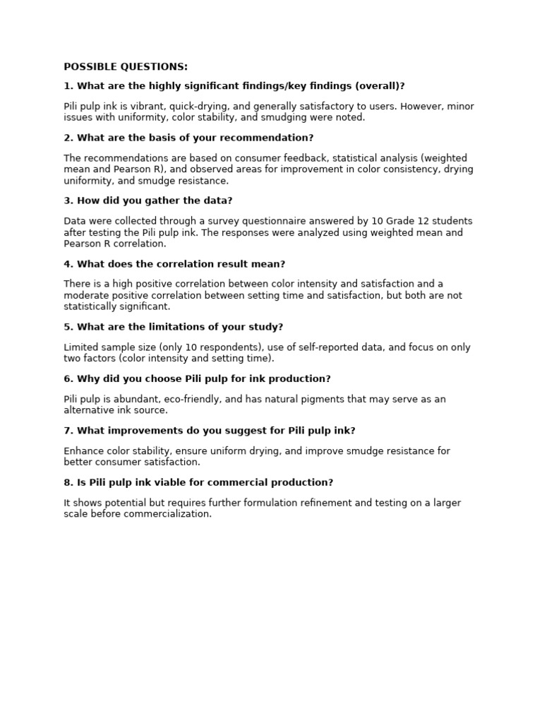 Possible Questions | PDF