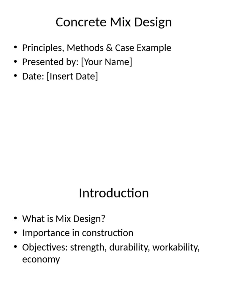 Concrete Mix Design Presentation | PDF