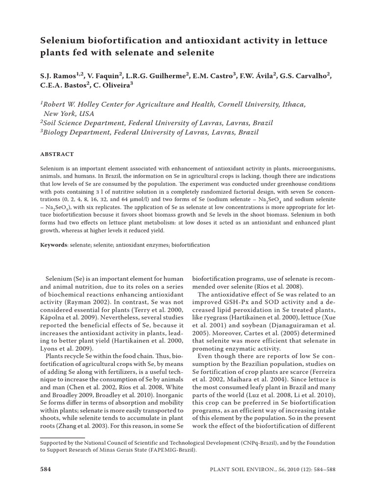 Selenium Biofortification and Antioxidant Activity in Lettuce Plants ...